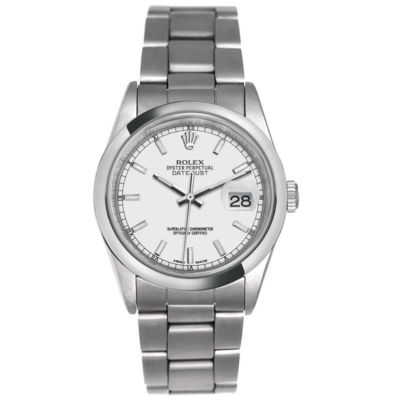Rolex Oyster Datejust 36 mm Silver Luminova Dial 16200